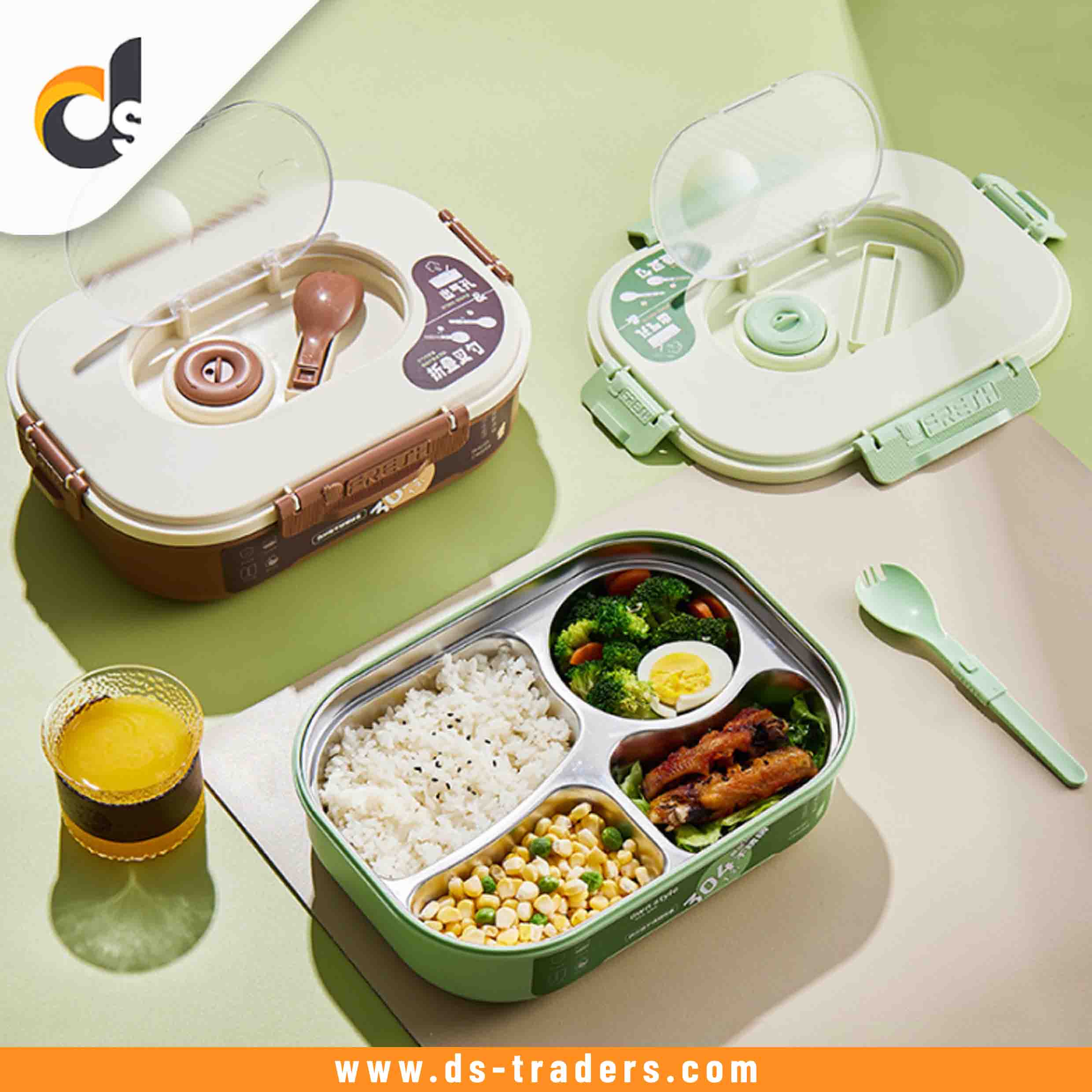 Stainless Steel Four Partition Lunch Box – DS Traders